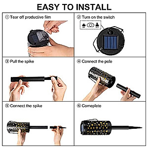 GIGALUMI 6 Pack Solar Lights Outdoor Hanging Lanterns, Metal Star Moon Lantern Lights Decorative with Stakes, Patio Decor Lanterns Outdoor Waterproof for Garden, Yard, Tree, Pathways (Warm White)