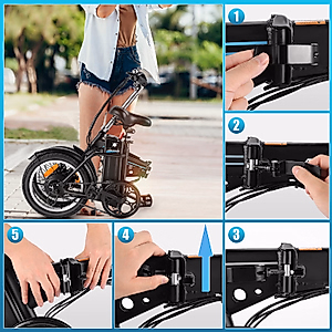 ANCHEER 16 inch Folding Electric Bike for Adults - Single Speed up to 15.5 Mph eBike with Removable Battery Mileage 30 Miles, Dual Disc Braking, 3 Riding Modes (Black)