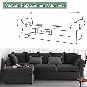 SINCERE Custom Sized Bench Cushion Pad, Bay Window Pillow, Seat & Back Cushion Replacement for Sagging Sofa, Couch Booster Foam Cushions Chair Pads, Indoor Outdoor Daybed RV Camper Van Cushions