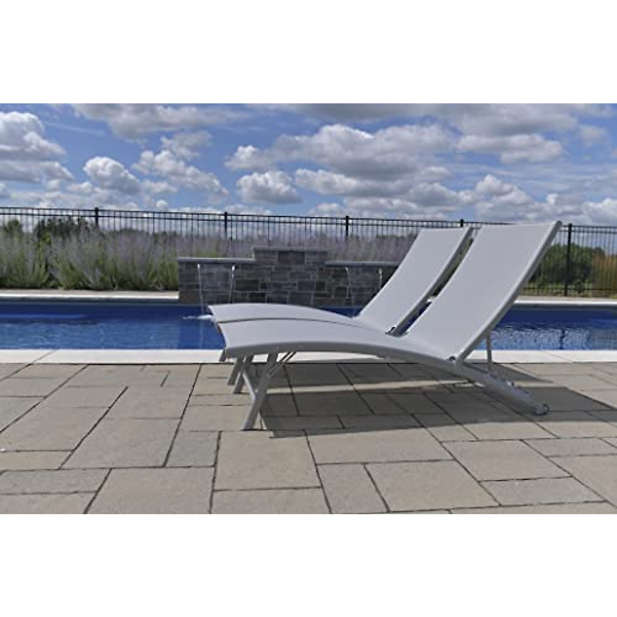 Vivere CWTL2-RP CWTL2 Clearwater 6 Position Aluminum Lounger with Wheel 2pc Set, River Pebble
