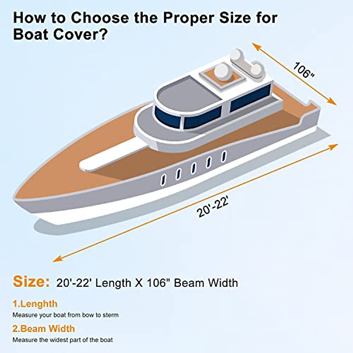 Vigorvan Heavy Duty 600D Marine Grade Boat Cover, 20'-22' Trailerable Waterproof Boat Covers, Anti-UV & Windproof Boat Cover Fits V-Hull, Tri-Hull, Fishing Boat, Runabout, Bass Boat, Ski Boat, Black