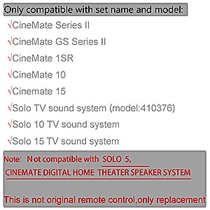 DHCHAPU Universal Remote Control Suitable for Bose CineMate 10, Cinemate 15 and Solo 10,15 TV Sound System
