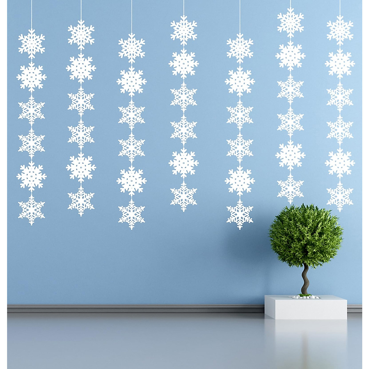 jollylife 12PCS Snowflake Garland Winter Party Wonderland Birthday Decorations - Christmas Snow Flake Streamers Strings Hanging Decor