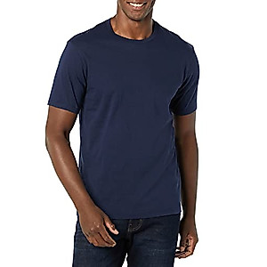 Amazon Essentials Men's Slim-Fit Short-Sleeve Crewneck T-Shirt, Pack of 2, Navy/Dark Blue, Medium