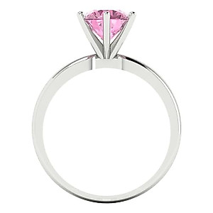 Clara Pucci 1.50 ct Round Cut Solitaire Pink Simulated Diamond Engagement Bridal Promise Anniversary Ring 18K white Gold Size 3.5