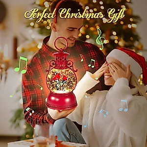 Christmas Snow Globes, Cardinal Christmas Water Globes with 8 Songs, 6H Timer Battery & USB Powered Glitter Snow Globe Music Box Suitable for Christmas Home Decorations Holiday Party Gifts