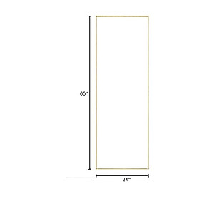 65" x 24" Wall Mounting Full Body Mirror, Full Length Mirror with Stand, Alloy Frame Full-Length Mirror for Living Room, Bedroom (Gold)