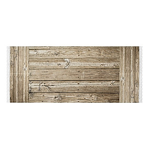 Rustic Wood Wooden Washing Machine Cover, 51''x22'' Non Slip Washer Dryer Top Cover Mat for Front Load Waterproof Refrigerator Fridge Dust Proof Cover with 4 Storage Bags Home Decor