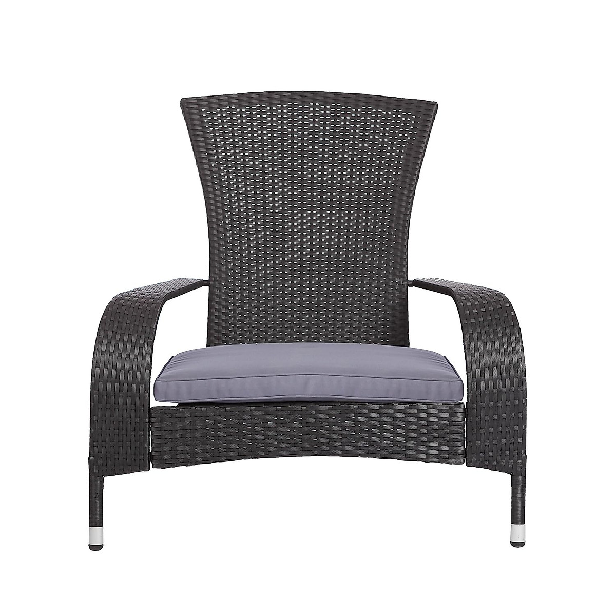 Aspect Living 64962 Pacifico Black Wicker Lounge Chair with Grey Cushion - All-Season, Lightweight, Adirondack Style, Durable & Stylish Outdoor Armchair, Elegant Black Finish
