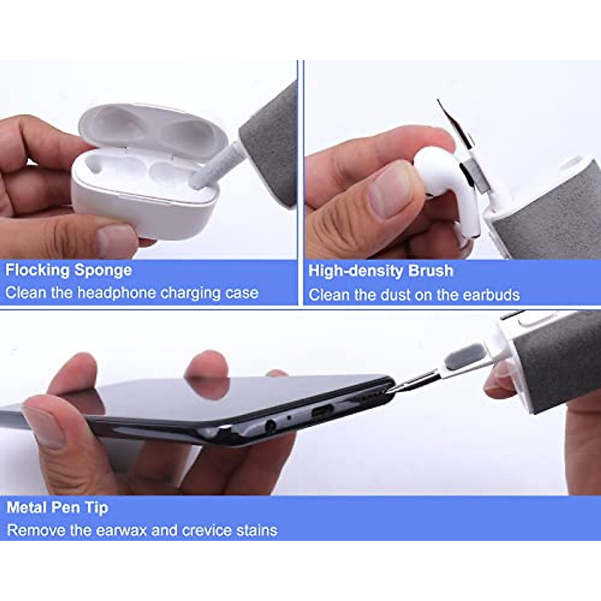 XANGNIER Cleaner Kit for Airpods Pro,5 in 1 Multi-Function Earbuds Cleaning Tools, Cleaning Pen with Soft Brush for iPhone Charging Port,Phone Speaker,Earpods,Headphone,Earphone,iPod Case