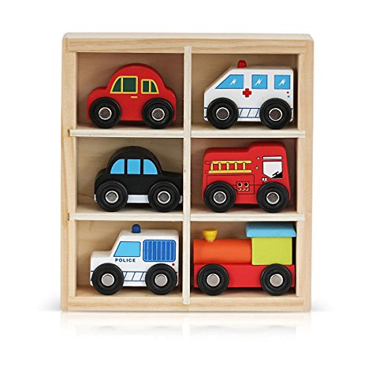 NIMNIK Wooden Cars for Toddlers Bus Engine Emergency Vehicles | Small Cars, Mini Transportation Vehicles | Educational Toy for Early Learning for 3-10 Year Olds