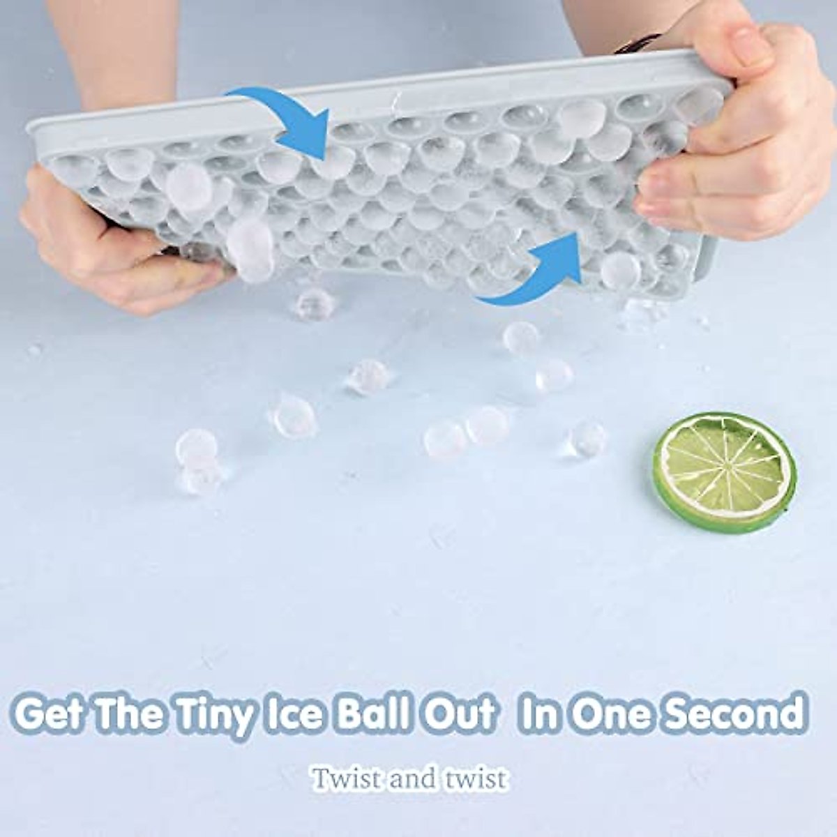 WIBIMEN Mini Ice Cube Trays, Upgraded Small Ice Cube Trays Easy Release, 104x4 PCS Tiny Ice Cube Tray Crushed Ice Tray for Chilling Drinks Coffee Juice(4Pack Blue Ice trays & Ice Bin & Ice Scoop)
