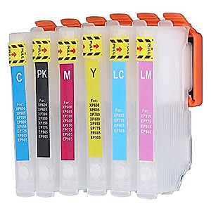 FTVOGUE 6Pcs Ink Cartridge PP Reusable 6Colors Printer Refill Ink Cartridge Replacement (ICBK70/ICC70/ICM70/ICY70/ICLC70/ICLM70)
