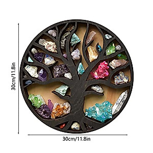 Crystal Stone Display Rack,Crystal Display Shelf Wall Placement Racks for Home | Engraved Tree Holder Shelf for Essential Oils, Statues, Stones Generic