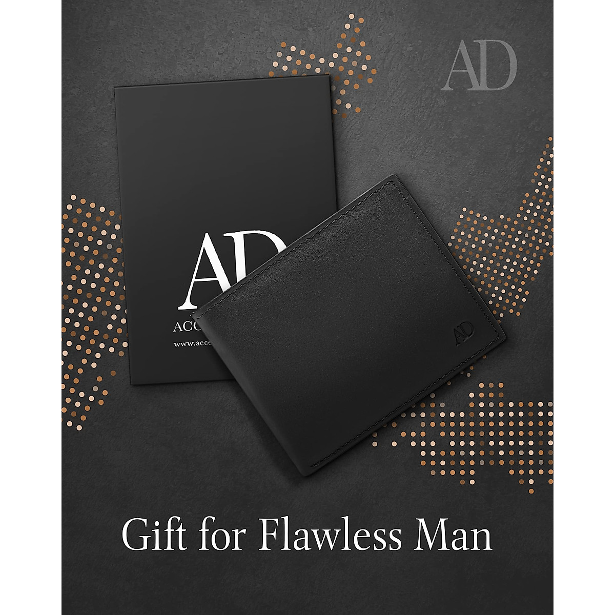 Access Denied Slim Leather Bifold Wallets For Men - Minimalist Mens Wallet RFID Blocking Card Holder With ID Window Gifts For Men