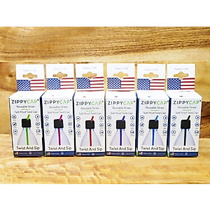 ZippyCap Reusable Silicone Straw | Built-in Universal SpillProof Twist Cap | Green Straw | Single Pack