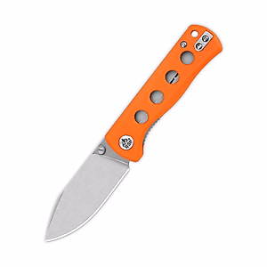 QSP KNIFE CANARY FOLDER POCKET KNIFE, SHARP 14C28N BLADE with COLORFUL G-10 HANDLES (stonewash blade, orange G-10 handle)