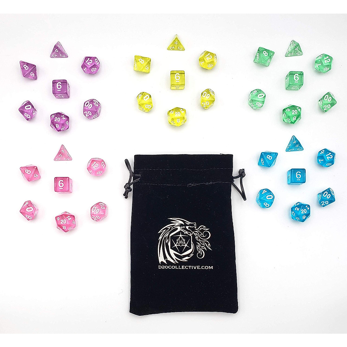Bundle of Blessings - Piece DND Dice Set by D20 Collective - Dice for Table Top RPGs and Gaming - Boon Series (Aberration, Beast, Celestial, Faerie, Sea) - Transparent Acrylic D&D Dice Sets