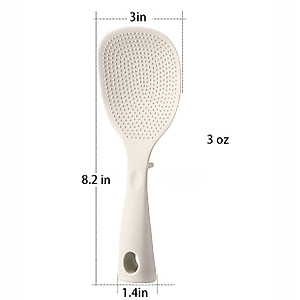 Minchsrin 2Pcs of Silicone Rice Ladle Rice Serving Spoon Easy To Clean Rice Spoon for Electric Rice Cooker Rice Paddle for Kitchen (Cream)