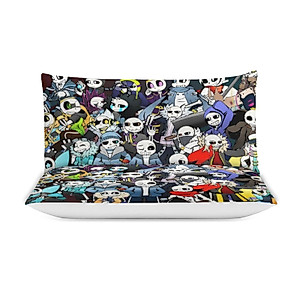 SHELLCELL Under#Tale Sa-ns 3 Pieces Duvet Cover Set, Soft Bedding Comforter Cover Set with Zipper Closure, 1 Duvet Cover and 2 Pillowcases for Bedroom All Season 79"x90"