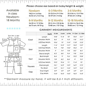 Booulfi Baby Boy Baptism Christening Clothing,Vest Bodyshirt Suspenders Pants Tie 5 Pieces Baby Boy Dress Outfit 3-6M