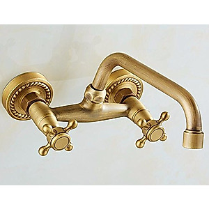 SJQKA-Faucet All copper antique wall, vegetable pots, faucets, rotary hot and cold water, laundry pool, mop, water tap