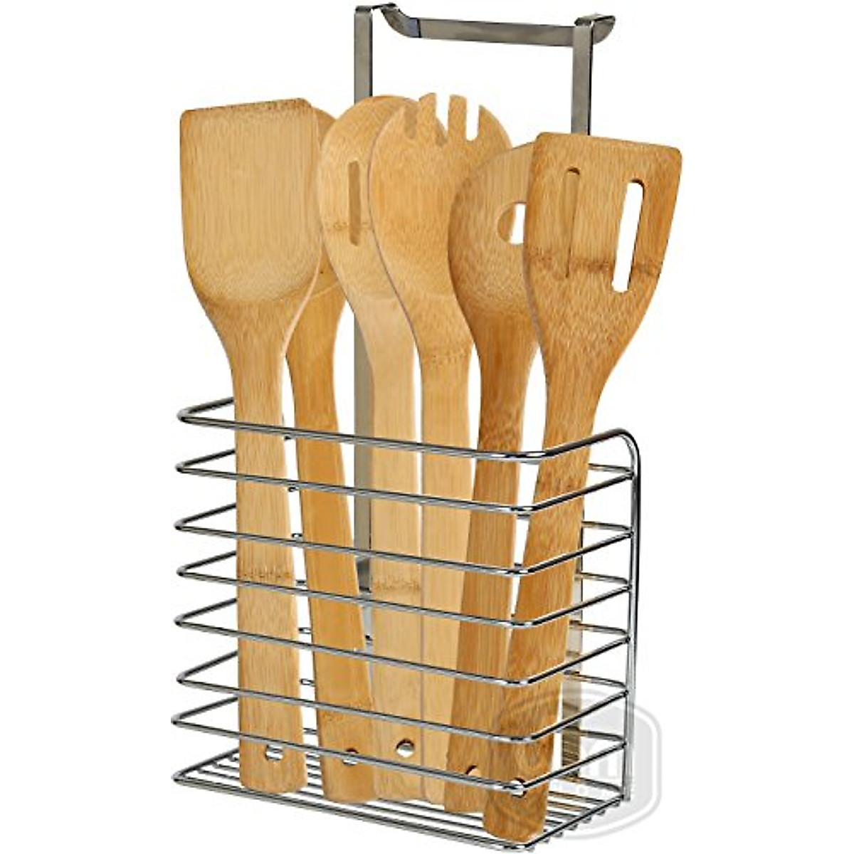 YBM HOME Multipurpose Over The Door Storage Basket Caddy - Works as a Kitchen Cabinet Organizer, Wine Holder, Bathroom Shower Caddy Tray, Storage Bags, Cleaning Supplies, 2-Pack Chrome 2217