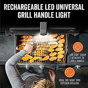 Yukon Glory Bright BBQ LED Grill Handle Light, Patent Pending Rechargeable LED Light Fits Most Outdoor Grills, Water + Heat Resistant, Perfect BBQ Grill Gift, BBQ Gift, Perfect for Blackstone & Weber