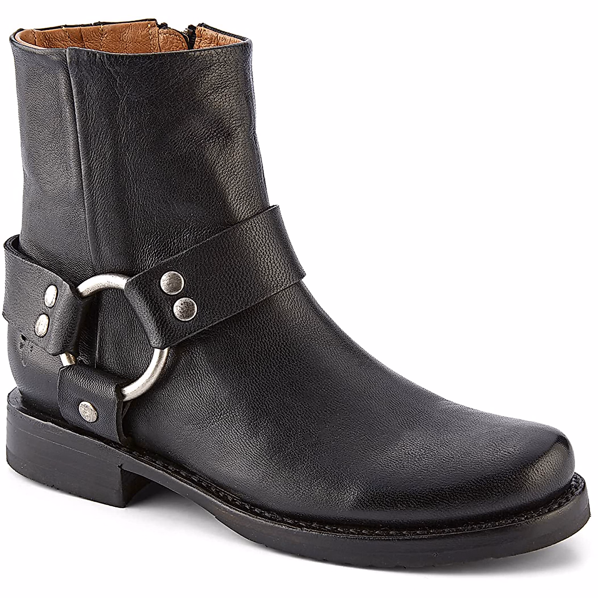 Frye Veronica Harness Short 6" Booties for Women - Leather Upper with Luxurious Leather Lining, Inside Zipper, Snap Harness, and Rubber Lug Outsole, Black - 8 M