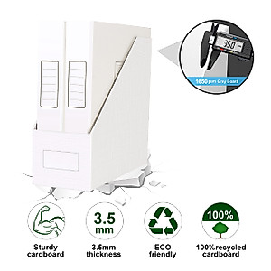 JiaWei Magazine File Holders, 3 Packs White Document Organizer, File Racks,Book Bin for Office.