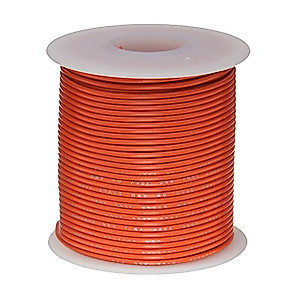 Remington Industries 24UL1007SLDORA 24 AWG Gauge Solid Hook Up Wire, 100 feet Length, Orange, 0.0201" Diameter, UL1007, 300 Volts