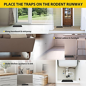 TRAP IT! Mouse Traps Indoor for Home, 12 Pack Pre-Baited Sticky Glue Traps for Mice & Rats, Larger Heavy Duty Adhesive Plastic Trays Pet Family Safe for Rodents, Snakes, Spiders, Lizards Pest Control