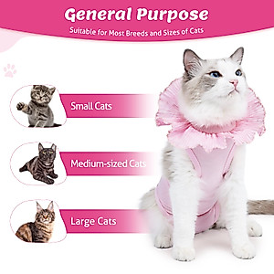 Ambreview Cat Recovery Suit for Female Cat, Kitten Recovery Onesie for Abdominal Wounds and Skin Diseases, Alternative Cone E-Collar Spay Suits for Cats After Surgery (Pink, S)