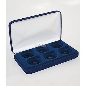 Blue Felt COIN DISPLAY GIFT METAL PLUSH BOX holds 6-IKE or Silver Eagle ASE