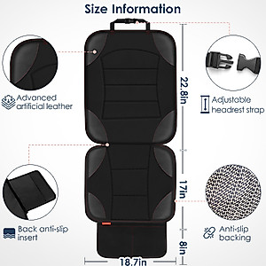 Sinvitron Car Seat Protector for Child Car Seat, Car Seat Mat for Leather Seats, Non-Slip Backing, 2 Mesh Pockets,Waterproof Seat Covers for Cars,Vehicles, Baby (1-Pack)