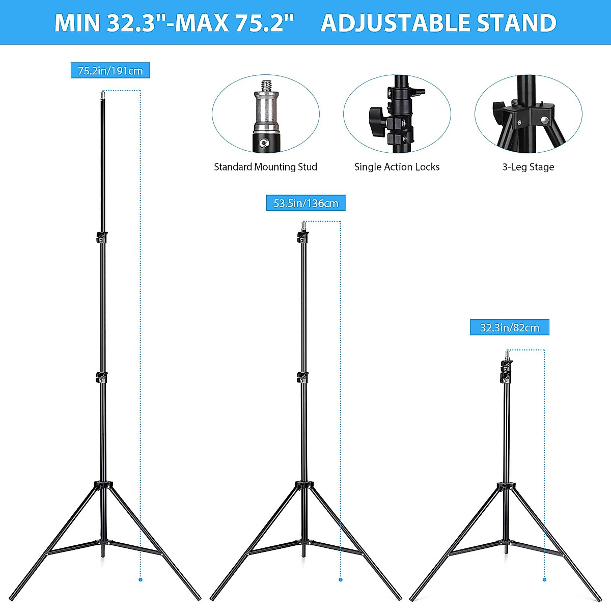 HPUSN Softbox Lighting Kit 2x76x76cm Professional Continuous Studio Photography Photo Studio Equipment with 2pcs E27 Socket 85W 6500K LED Bulbs for Portrait and Product Shooting