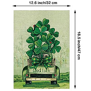 St Patricks Day Garden Flag Good Shamrock Luck Truck Vertical Burlap Double Sided Flag 12.5 x 18 Inch St Patricks Day Yard Outdoor Decorations