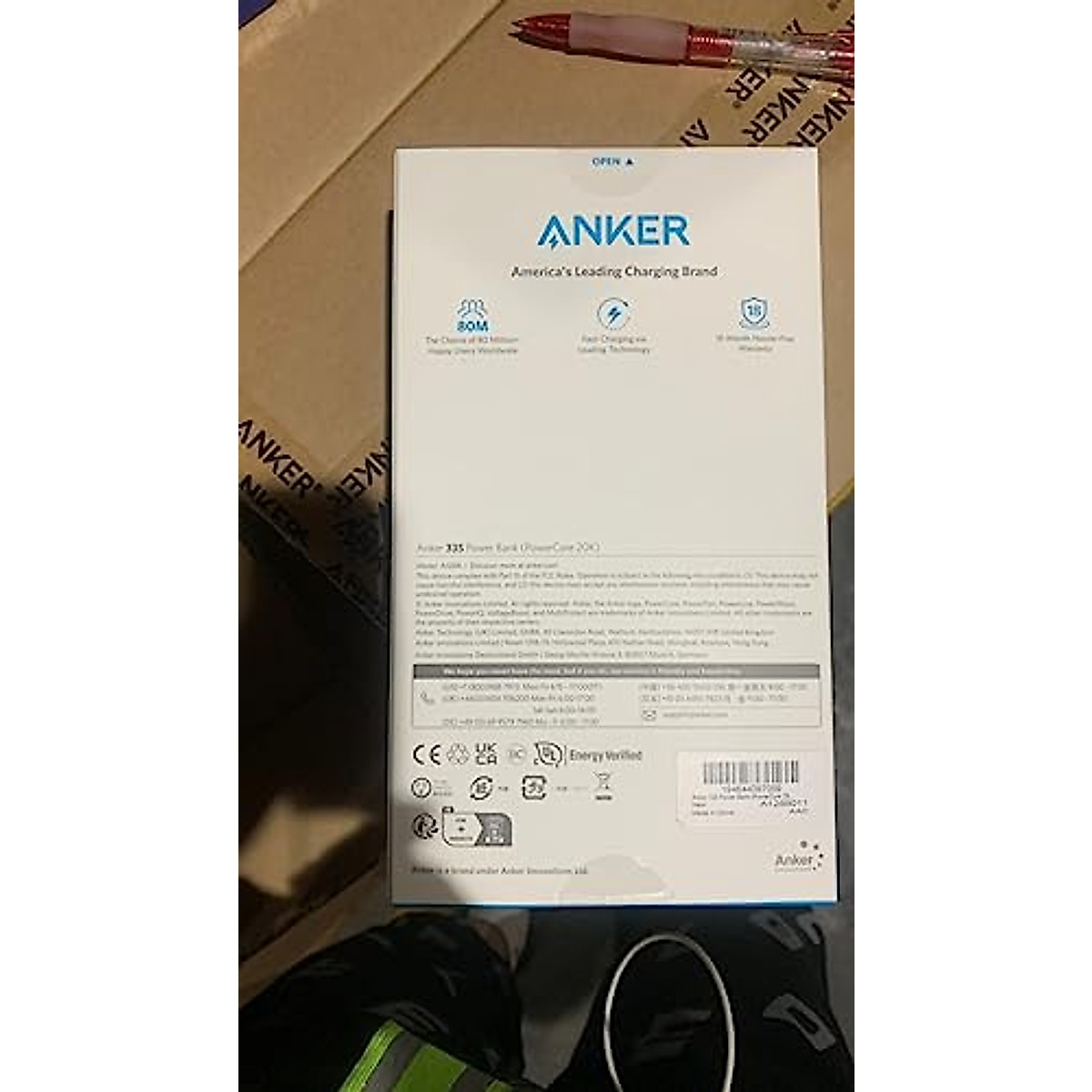 Anker Power Bank, 20,000mAh Portable Charger with USB-C Fast Charging, Works for iPhone 15/15 Plus/15 Pro/15 Pro Max, iPhone 14/13/12 Series, Samsung, iPad Pro, AirPods, Apple Watch, and More