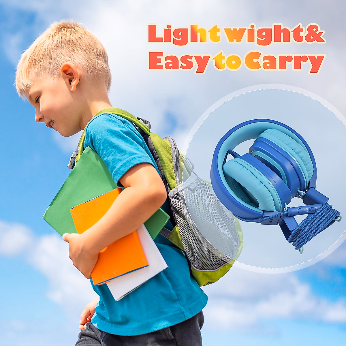 Kids Headphones for School,2024 Upgrade USB Type C Kids Headphone with Microphone, Wired Boys Girls Headphones with Safe Limiter 85dB/95dB, Foldable Over Ear Headphones for School/iPad/Tablets/Travel