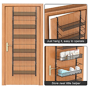 Coonoor 6 Tier Over The Door Pantry Organizer,Adjustable Baskets Closet Organizer Hanging Rack Spice Space Saver,Black