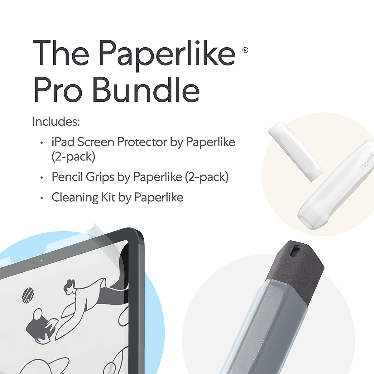 Paperlike 2.0 Pro Bundle - All-in-One Kit Includes Screen Protector for iPad Pro 11" and iPad Air 10.9", Pencil Grips, & Cleaning Kit