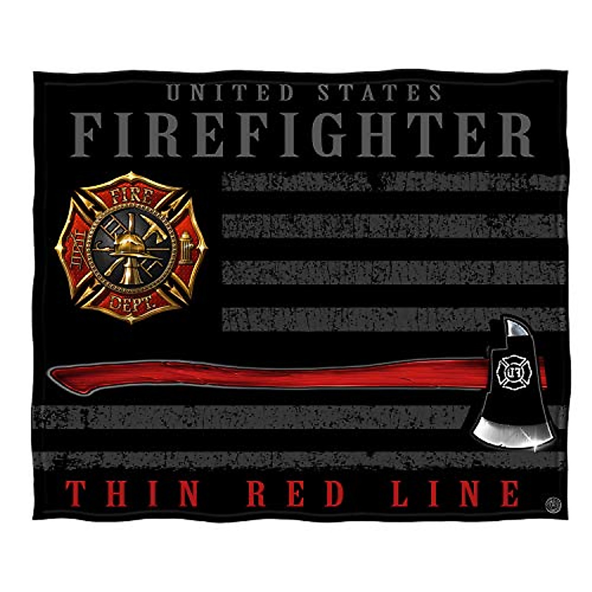 Erazor Bits First Responders Throw Blanket, United States Firefighter Blankets, Thin Red Line Fireman Cover, Cozy Fleece Bed Spread FF2443-TB (50 x 60 Inches)