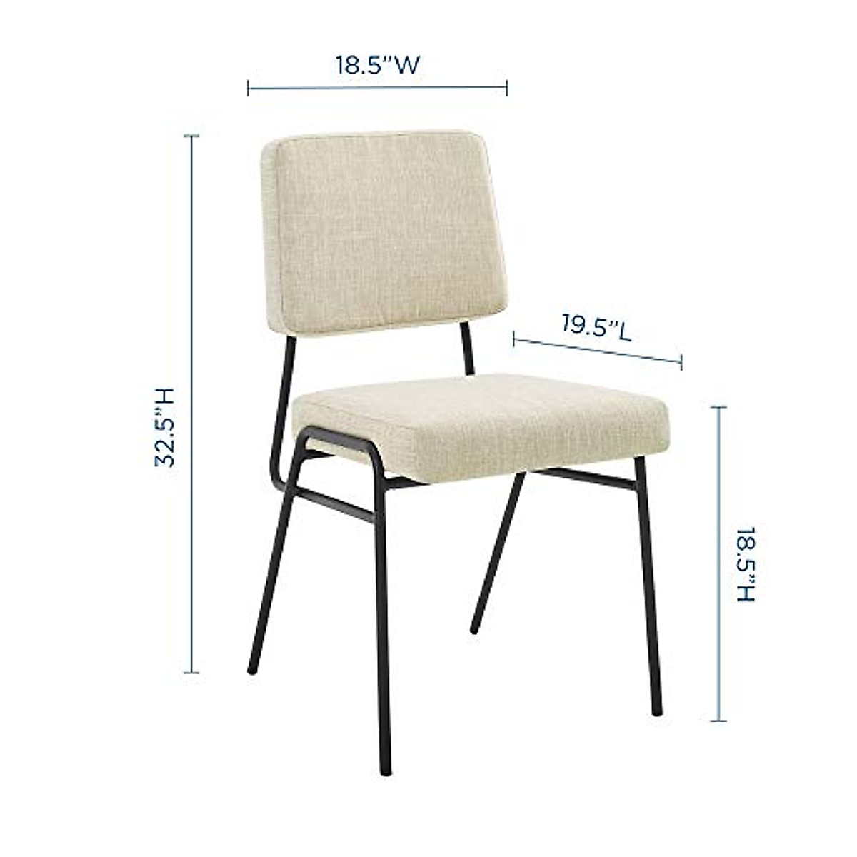 Ergode Craft Upholstered Fabric Dining Side Chair - Black Beige