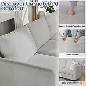 HALLYBEE Modular Sectional Sofa with Storage Seat Comfy Chenille Sectional Couches for Living Room with Ottoman U Shaped Couch 6 Seats Couch Light Grey