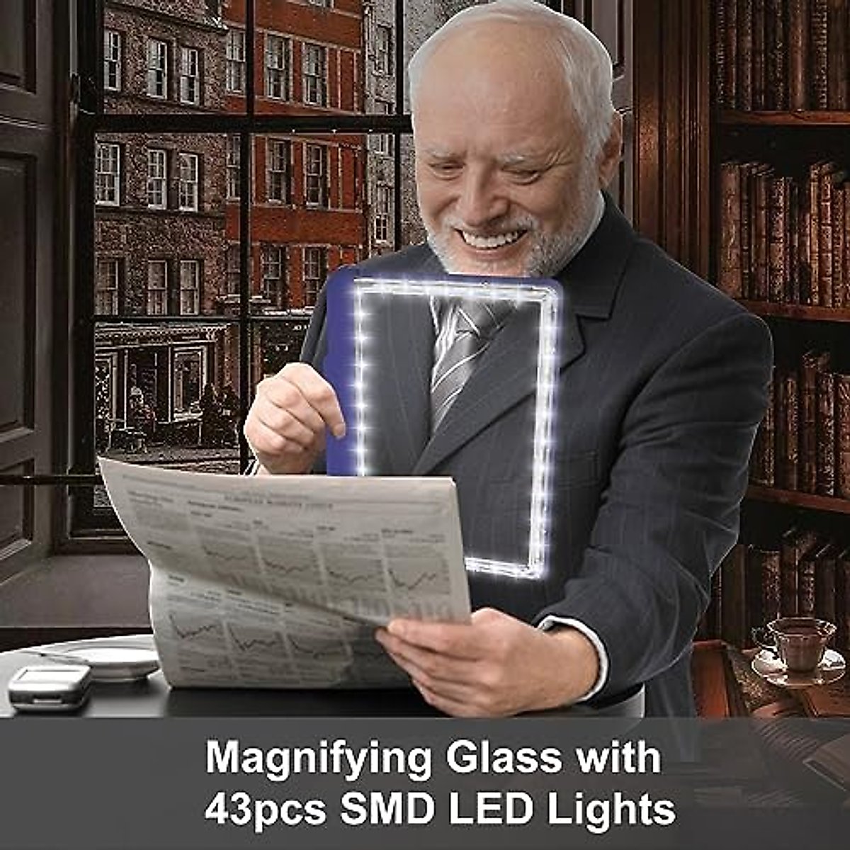 Upgrade Page Magnifying Glass for Reading - 5X Rechargeable Large Lens Magnifier Full Page Rectangular Reading Magnifier 43 LED with Light for Book and Low Vision Person
