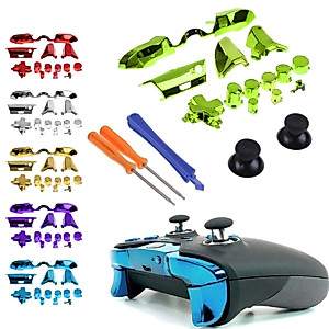 for Xbox One Elite Controller Full Button Kit Dpad RT LT RB LB ABXY Guide Trigger Bumper Buttons Set + T8 T6 Screwdrivers Crowbar (Blue)