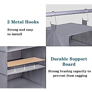 KEETDY Hanging Shoe Organizer to Store 10 Pairs Shoes 5- Shelf Shoe Rack for Closet for Small Space Storage Bedroom, Dorm, Grey