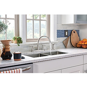 Moen Hutchinson Spot Resist Stainless 2-Handle High-Arc Kitchen Faucet with Side Sprayer, 87048SRS