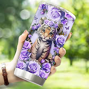 WONWIX Personalized Tiger Coffee Mug For Women, Travel Drinking Cups Tigers Gifts For Mom, Ladies, Daughter, Birthday Christmas Valentine Mothers Day 20oz Stainless Steel Tumblers With Lid