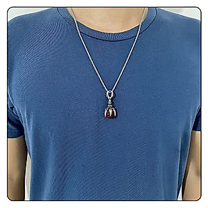 Fusamk Punk Rock Titanium Steel Dragon Claw Crystal Ball Pendant Necklace(Claw_Red_Ball)